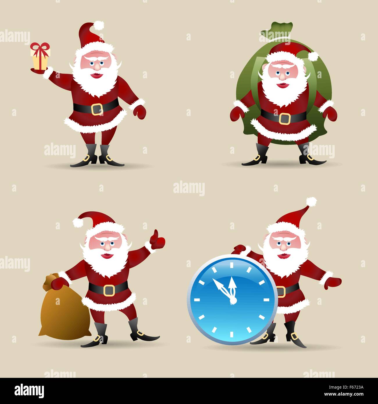 Santa Claus set. Illustration in cartoon style Stock Vector Image & Art ...
