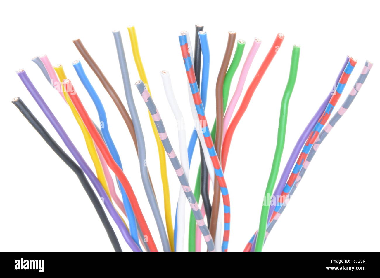 Multicolored electrical cables isolated on white background Stock Photo ...
