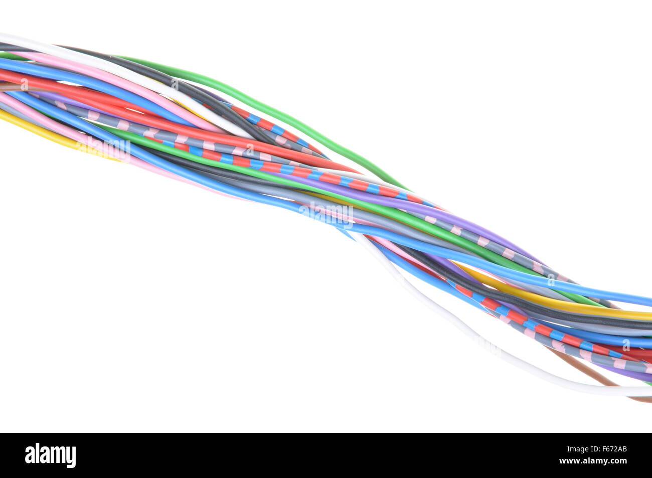 Multicolored electrical cables isolated on white background Stock Photo ...