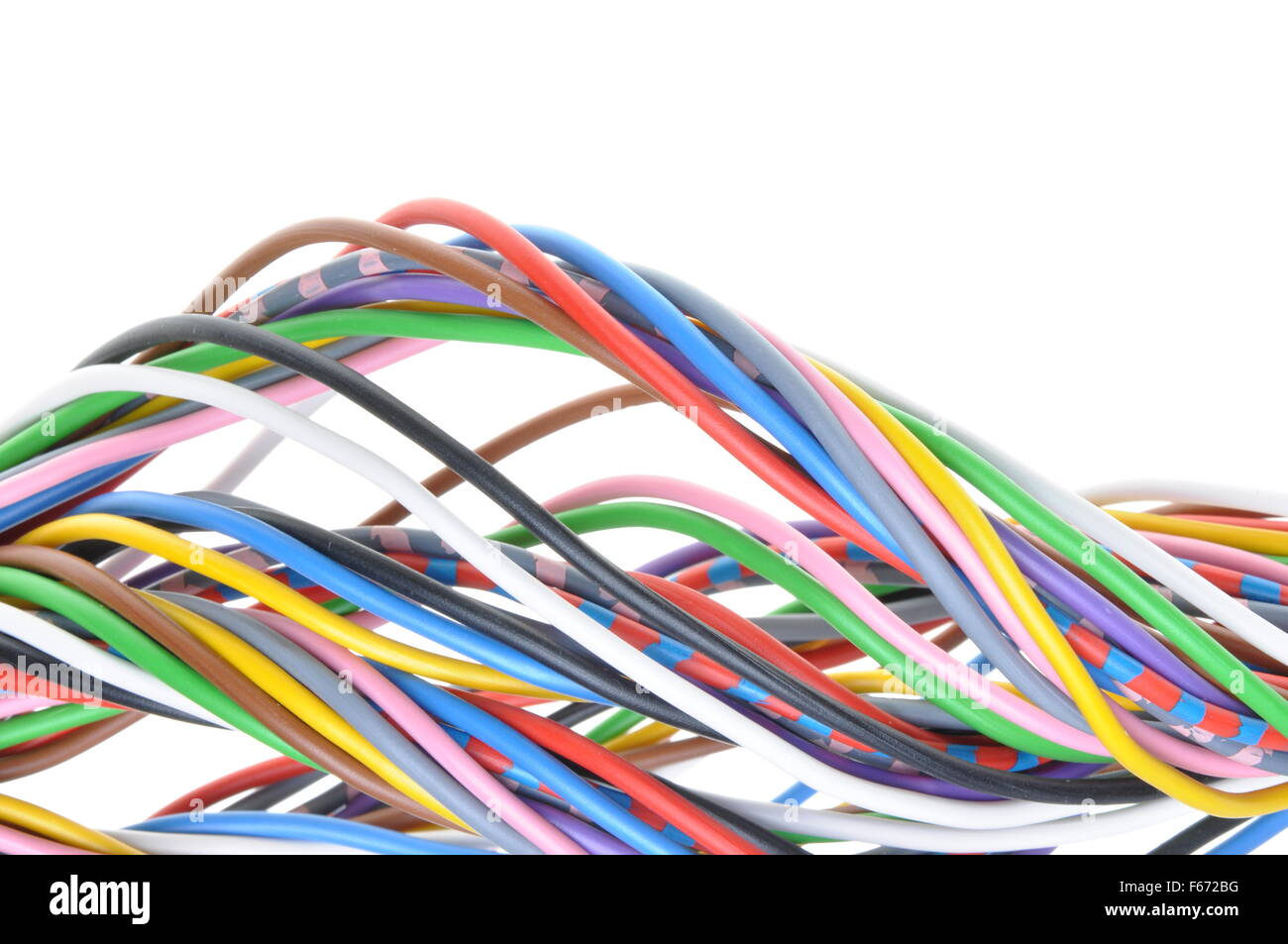 Multicolored electrical cables isolated on white background Stock Photo ...
