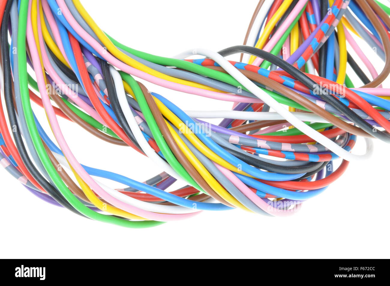 Multicolored electrical cables isolated on white background Stock Photo ...