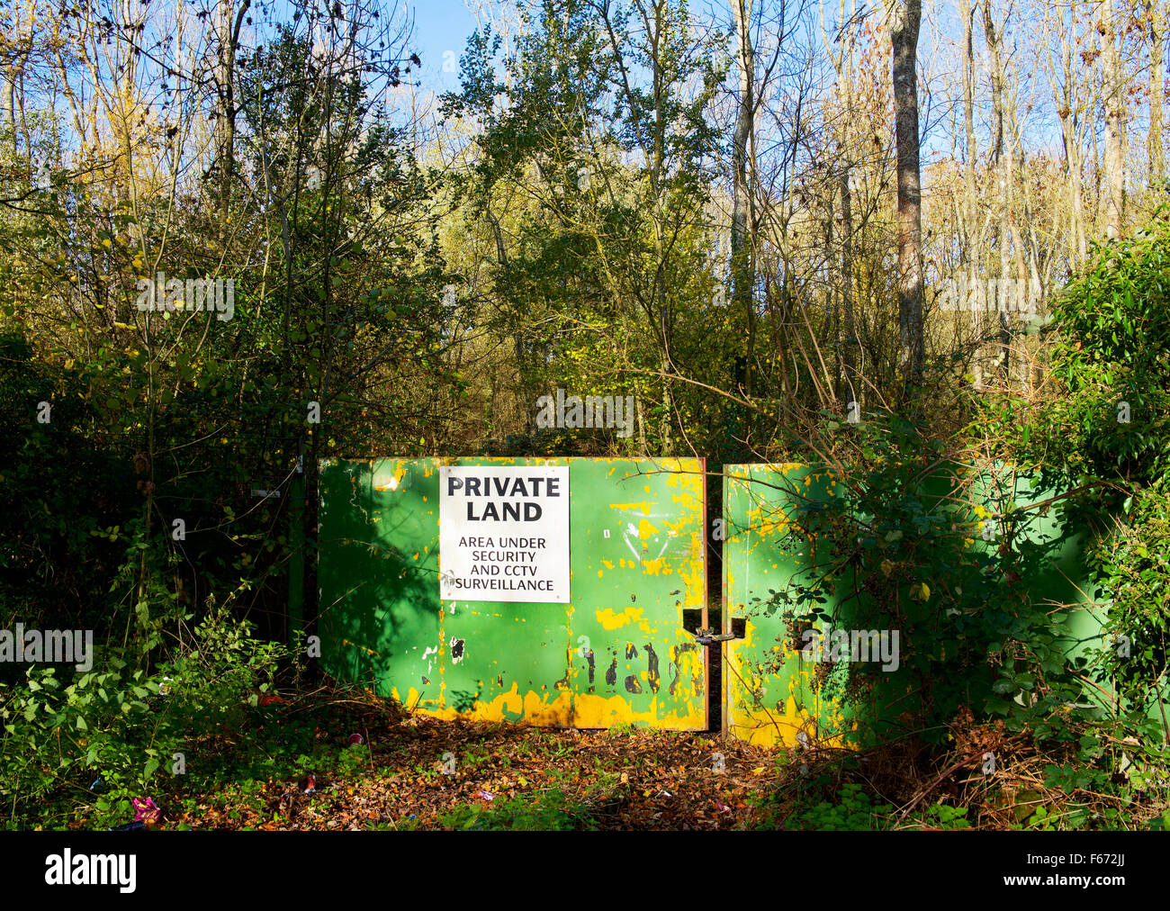 Sign, Private Land, in woodland, England UK Stock Photo - Alamy