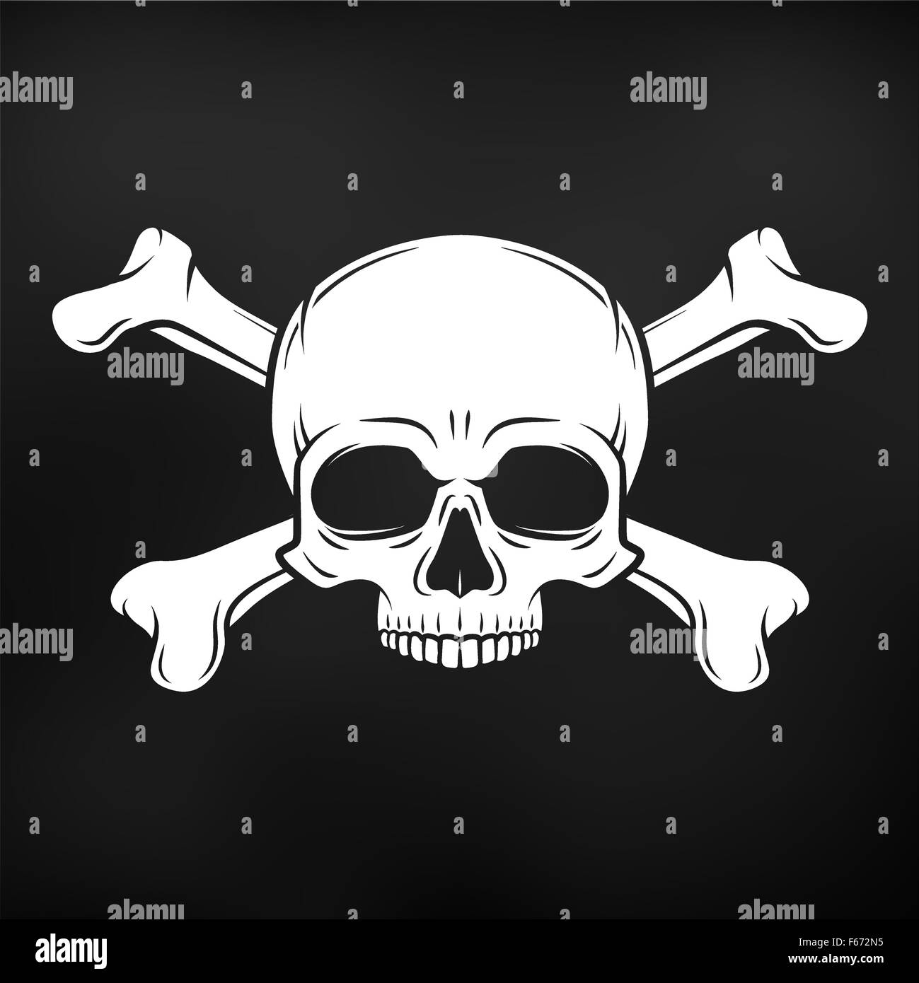 Human evil skull vector on black background. Jolly Roger with ...