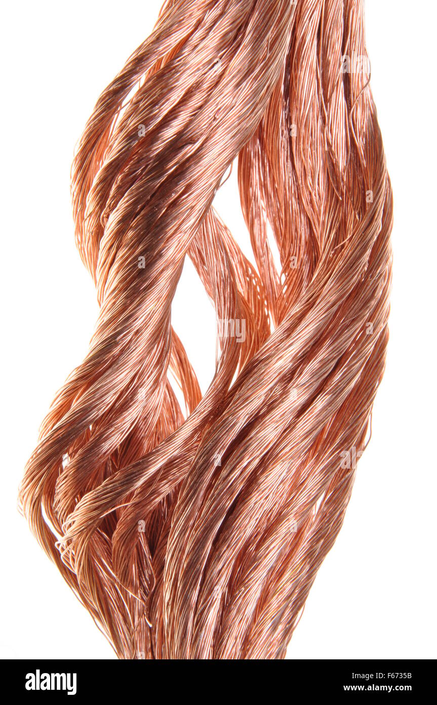 Red copper wire isolated on white background Stock Photo - Alamy