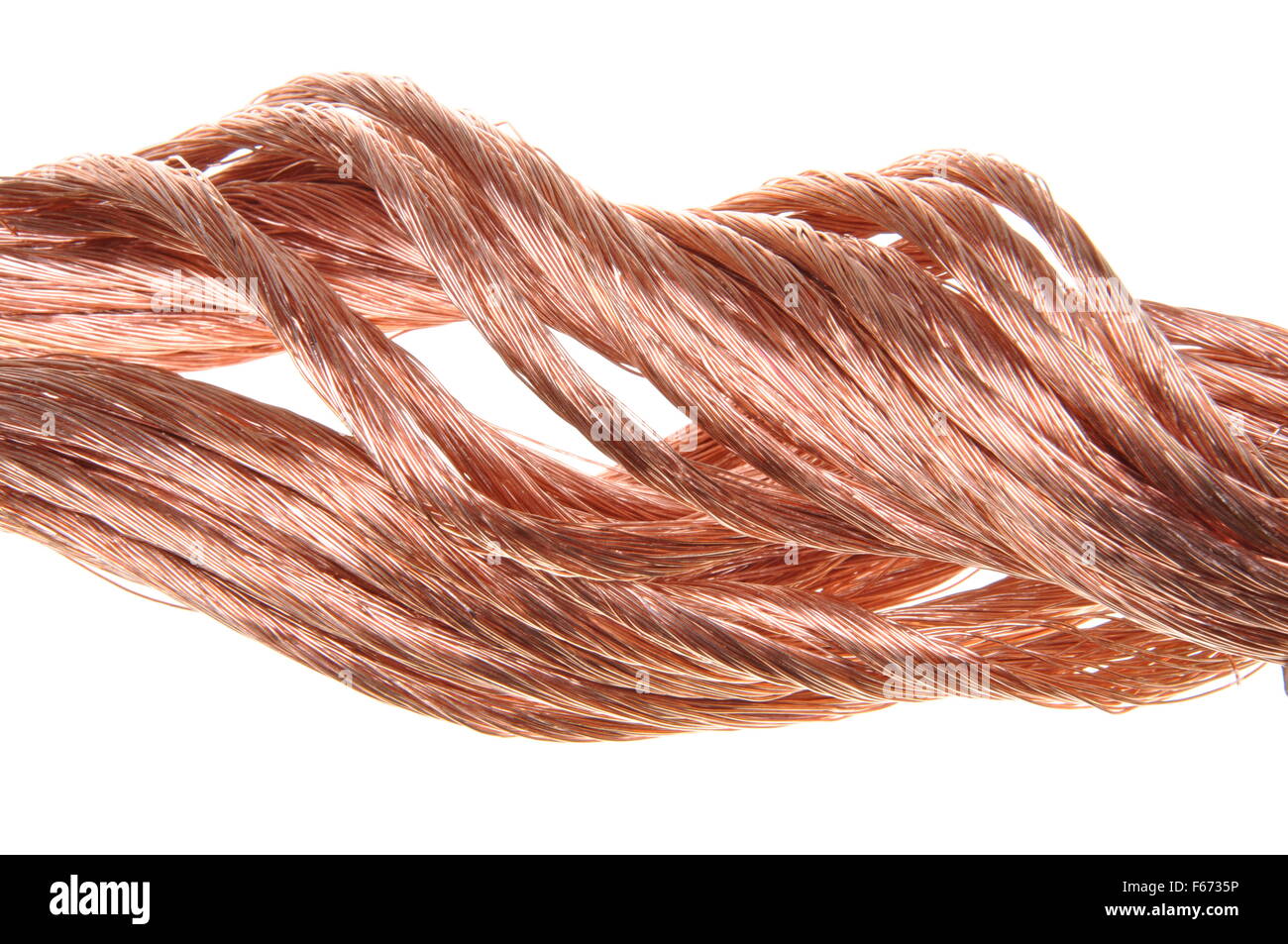 Red copper wire isolated on white background Stock Photo - Alamy