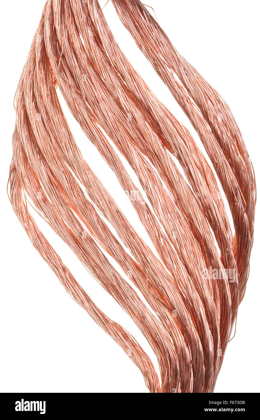 Red copper wire isolated on white background Stock Photo - Alamy