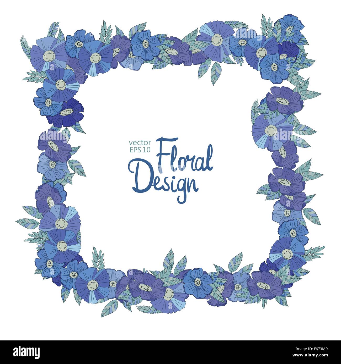 Blue floral border made with wildflowers Stock Vector Image & Art - Alamy