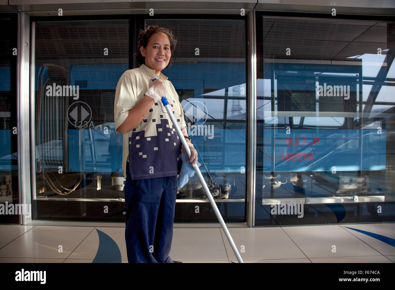 Maintenance Staff in Dubai Metro station Stock Photo - Alamy