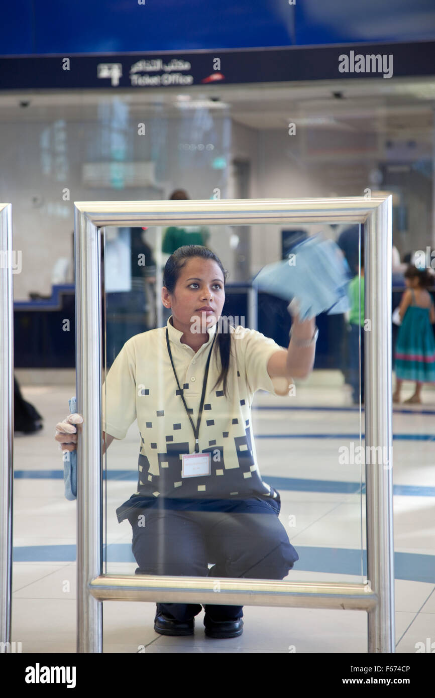Maintenance Staff in Dubai Metro station Stock Photo - Alamy