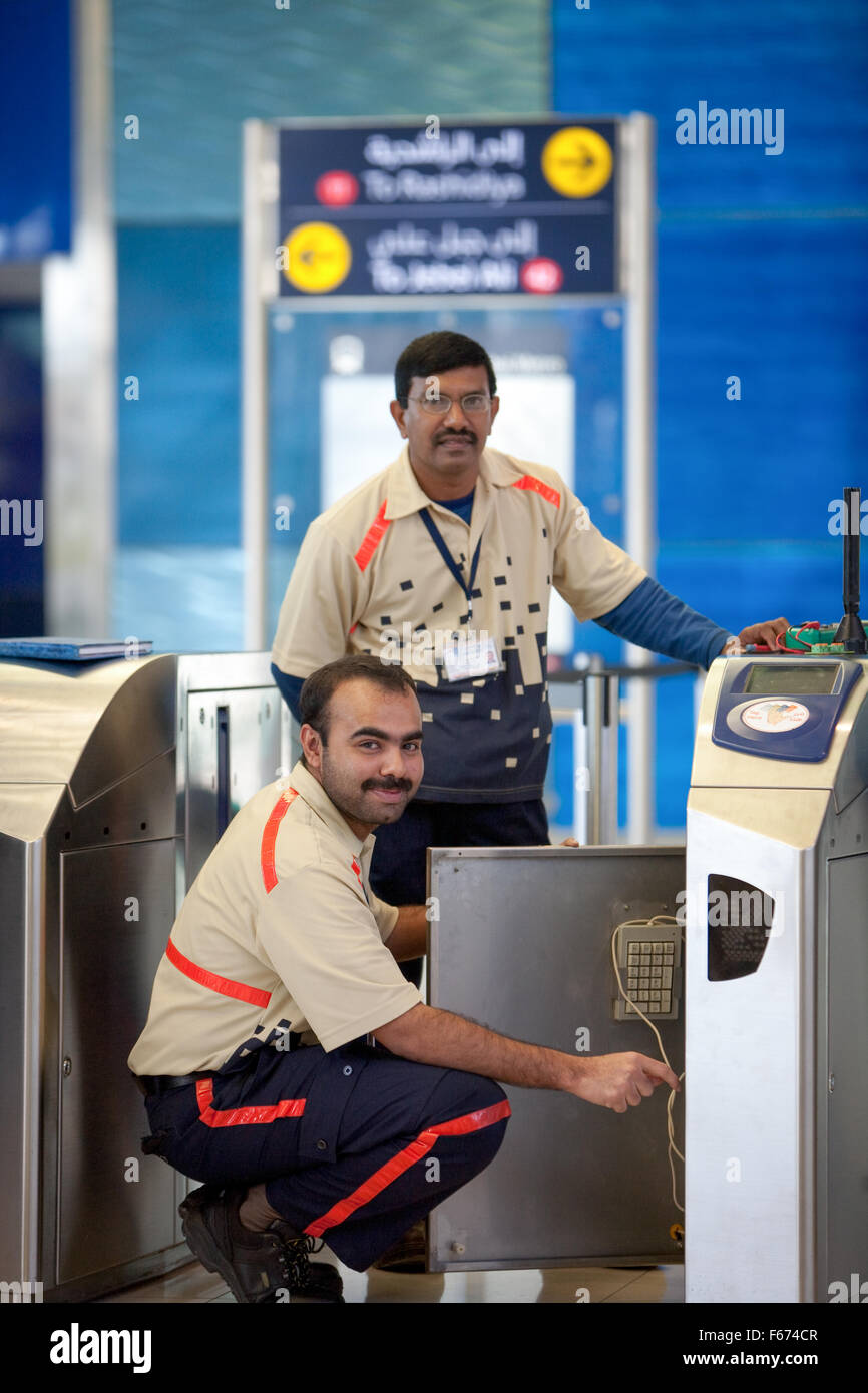Maintenance Staff in Dubai Metro station Stock Photo - Alamy