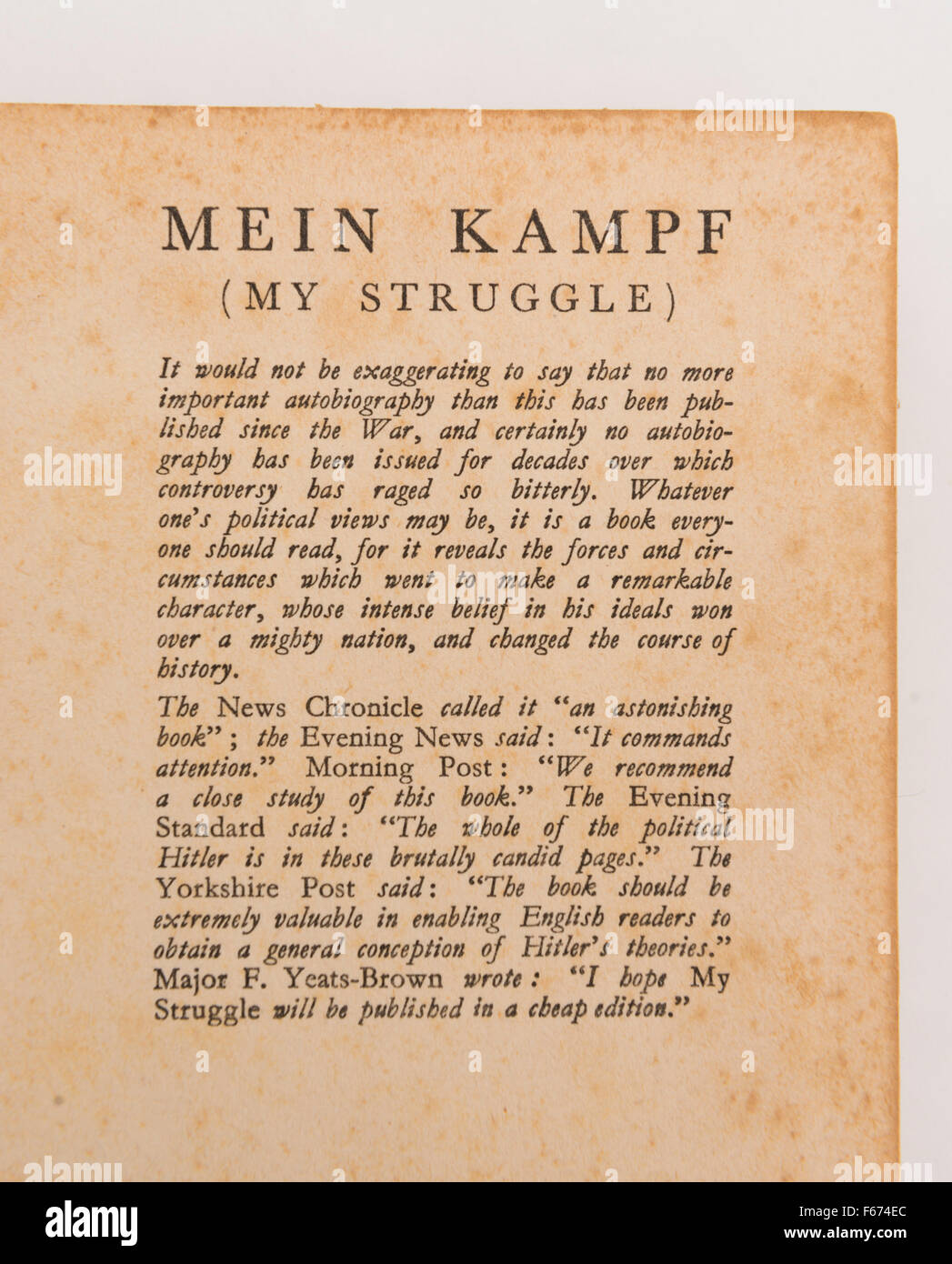 Adolf Hitler Mein Kampf High Resolution Stock Photography and Images ...