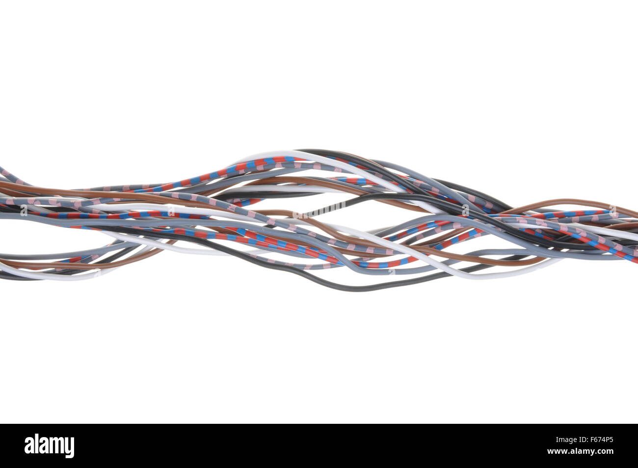 Multicolored cable isolated on white background Stock Photo - Alamy