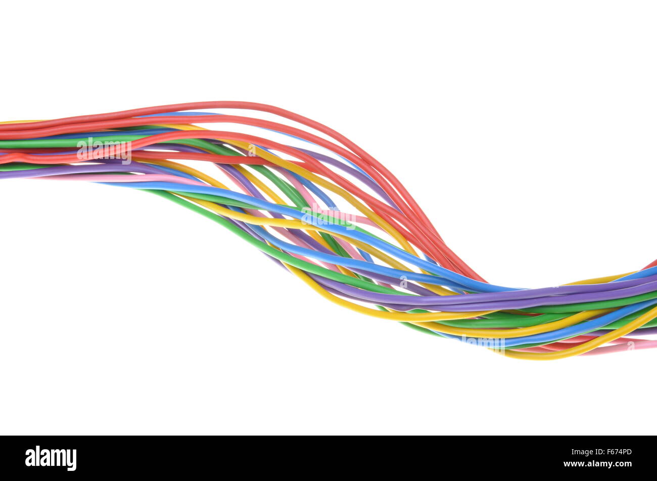 Multicolored cable isolated on white background Stock Photo - Alamy