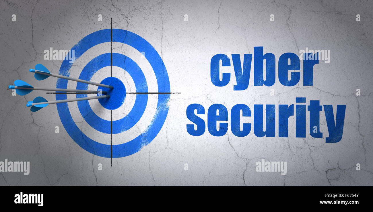 Security concept: target and Cyber Security on wall background Stock ...