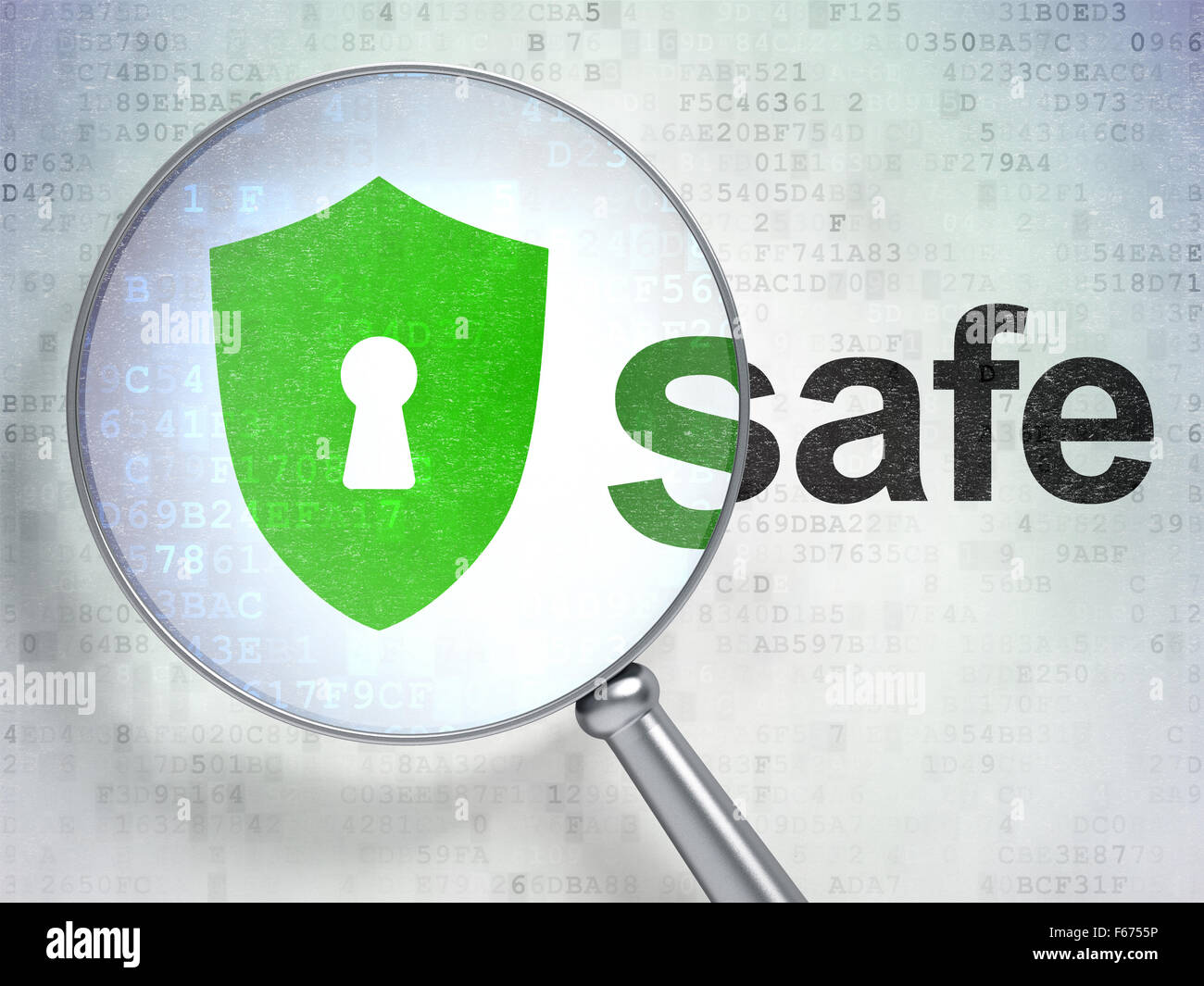 Safety concept: Shield With Keyhole and Safe with optical glass Stock ...
