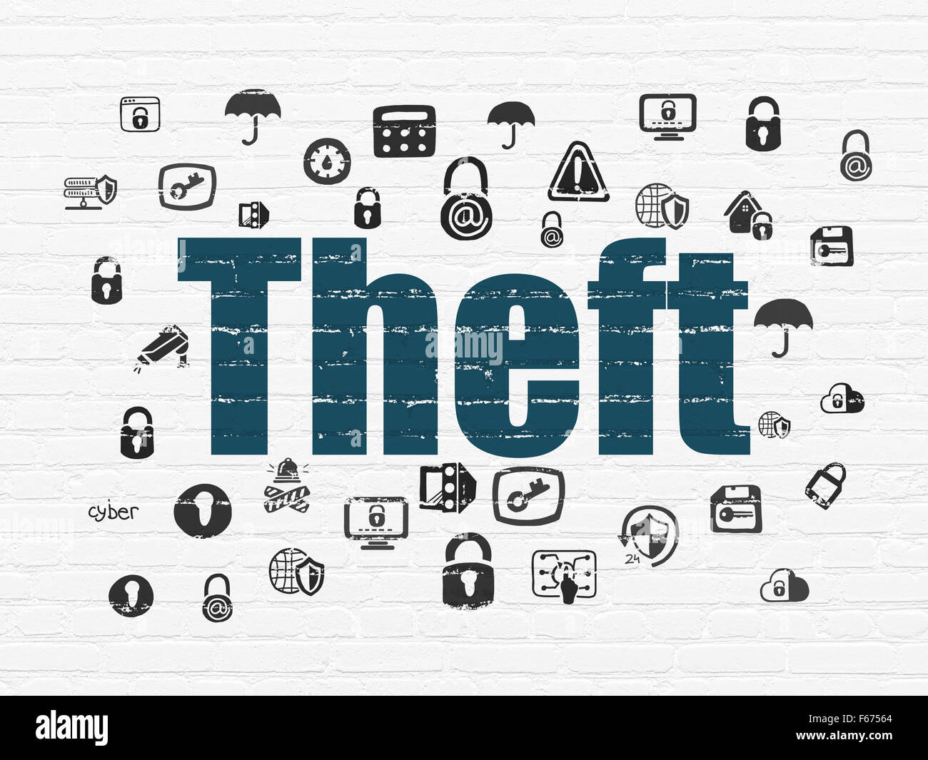Security concept: Theft on wall background Stock Photo - Alamy
