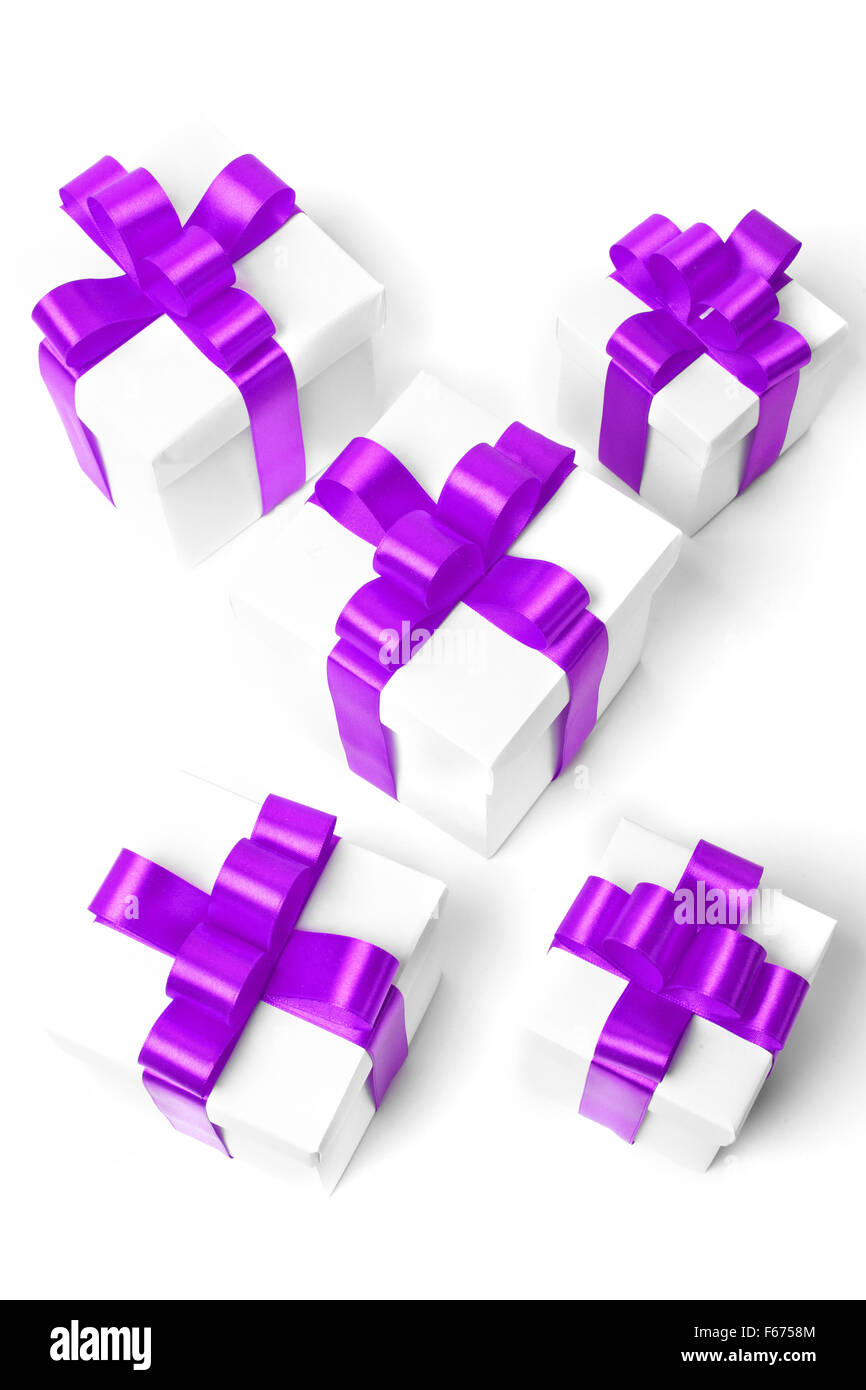 set of gift boxes with a tape Stock Photo - Alamy