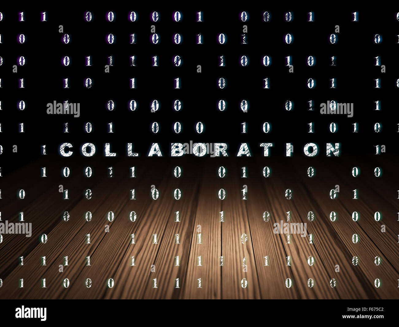 Business concept: Collaboration in grunge dark room Stock Photo - Alamy