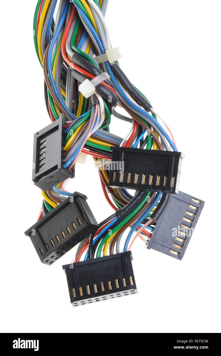 Computer connection cables and plugs isolated on white background Stock ...