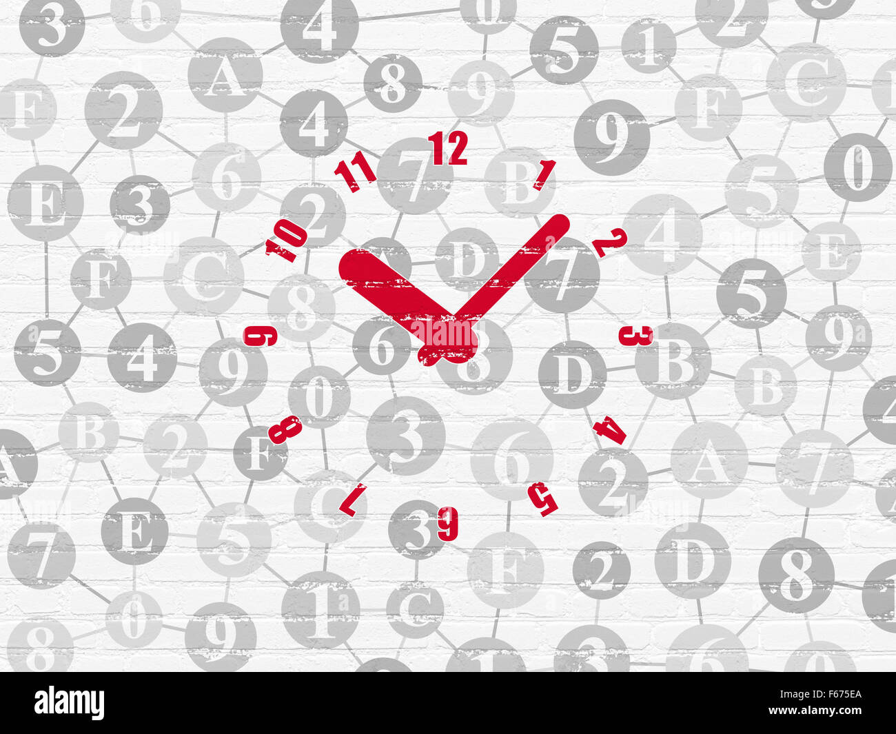 Timeline concept: Clock on wall background Stock Photo - Alamy