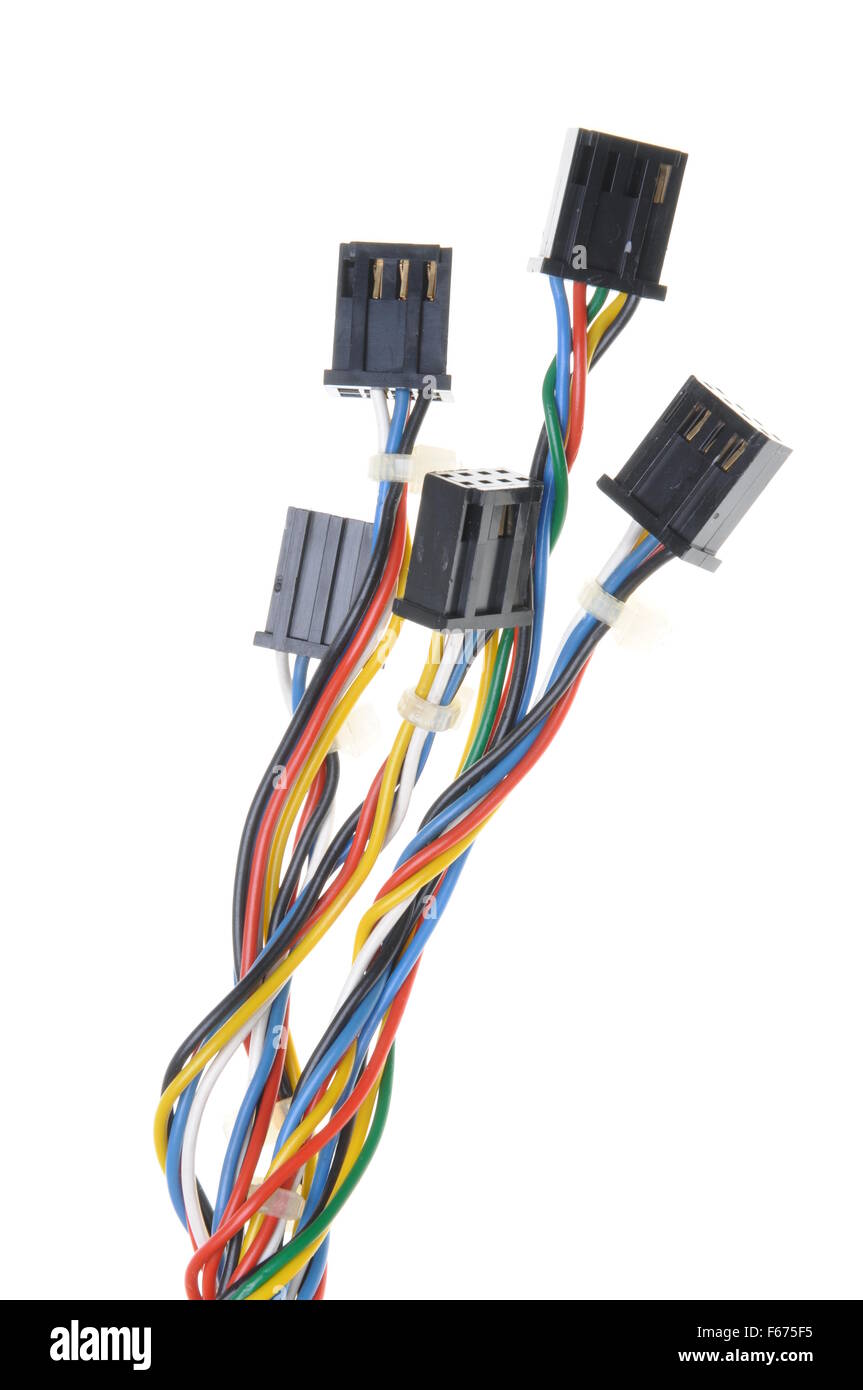 Computer connection cables and plugs isolated on white background Stock ...