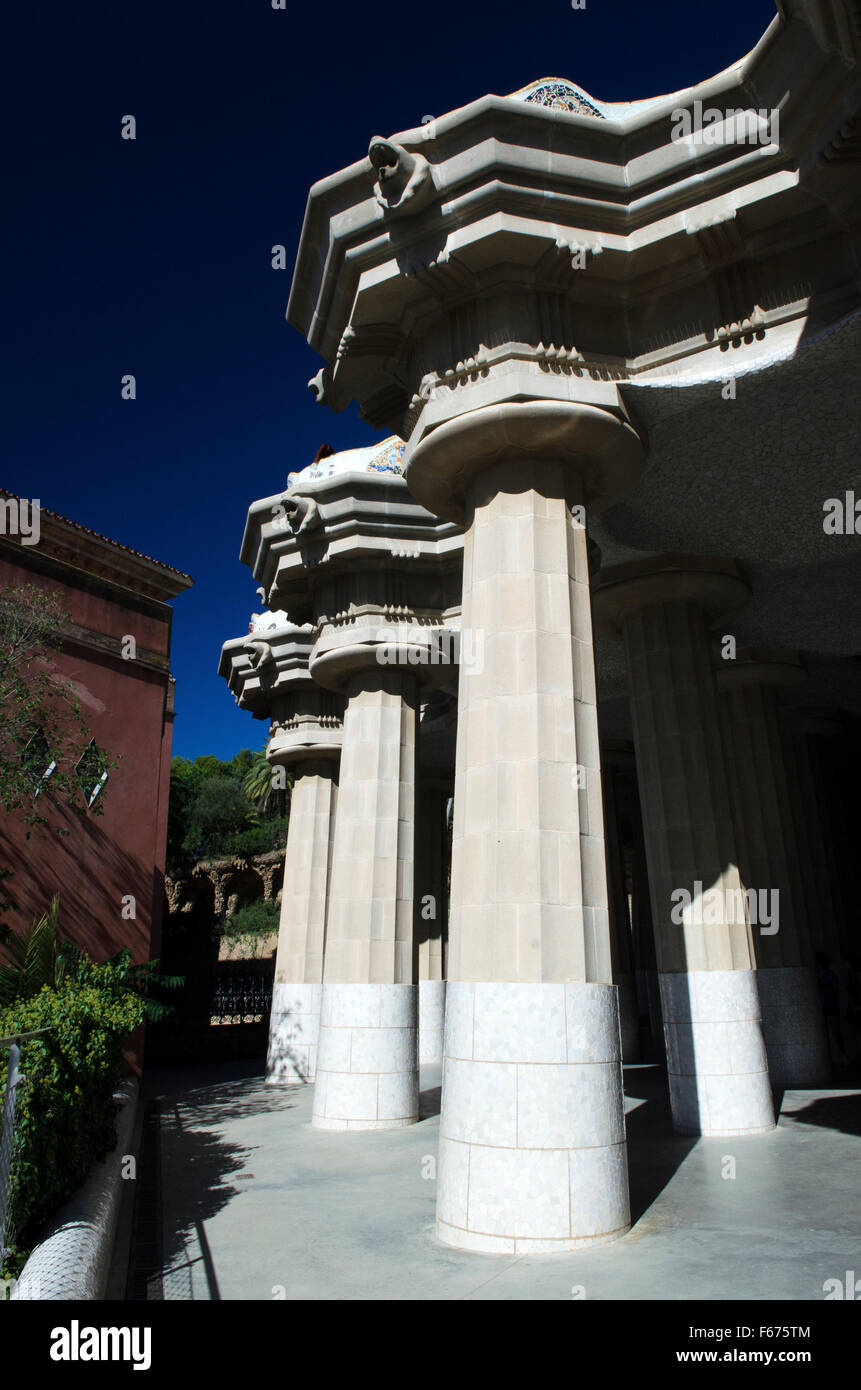 parc guell,doric columns,antoni gaudi,barcelona Stock Photo - Alamy