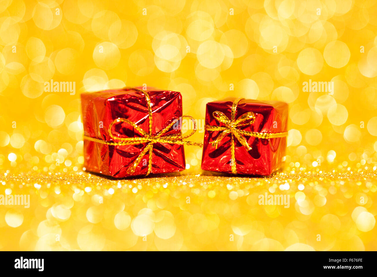 Red decorative box with holiday gift Stock Photo - Alamy