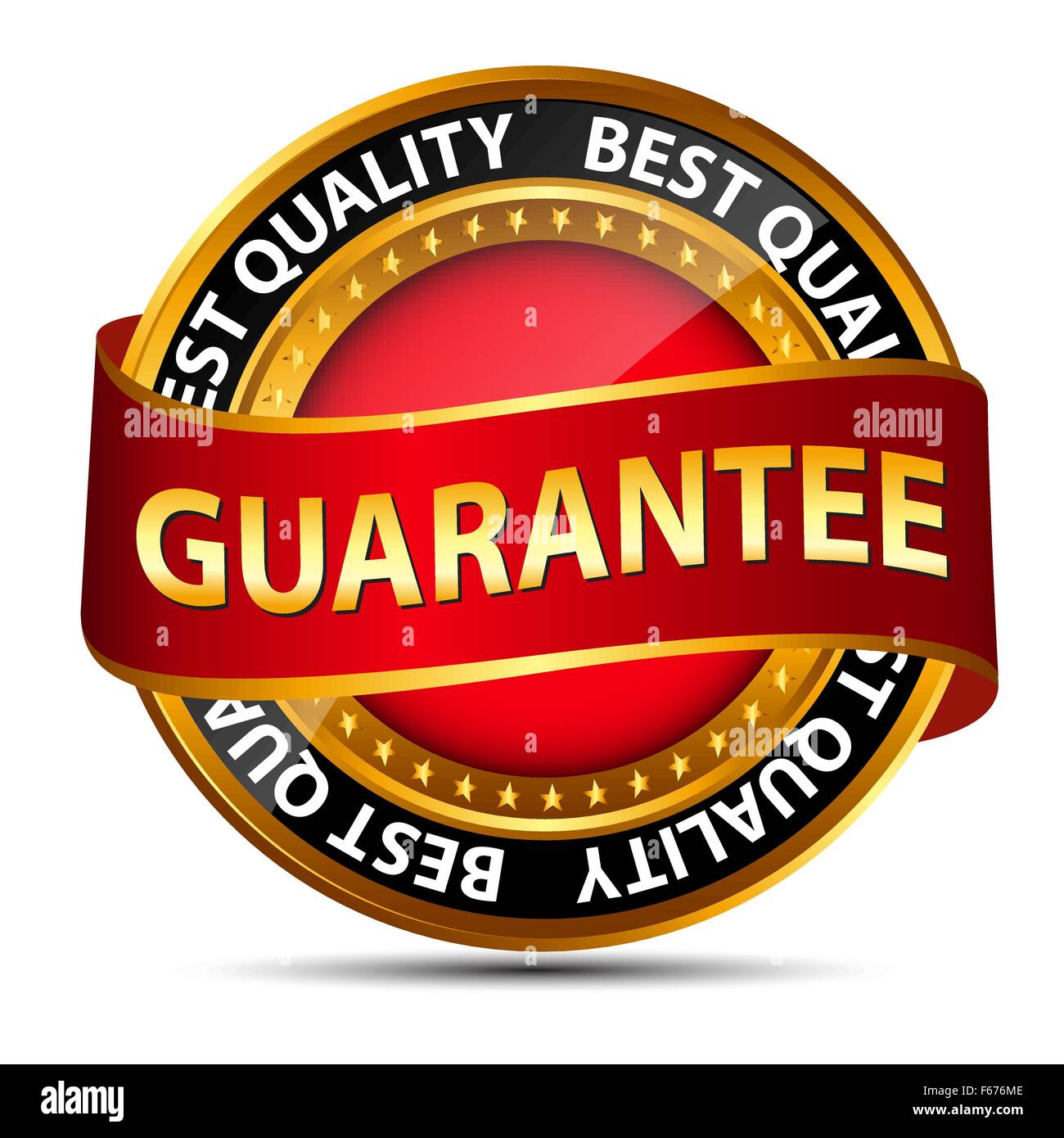 Best Quality Label with Red Ribbon. Vector Illustration Stock Vector ...