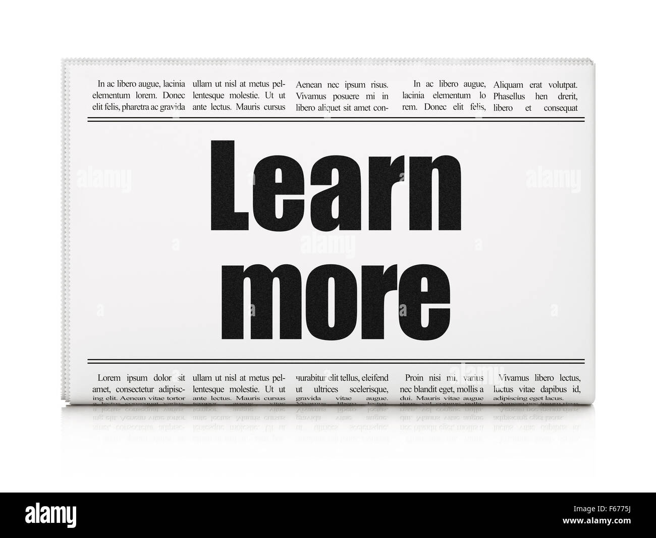 Learning concept: newspaper headline Learn More Stock Photo - Alamy