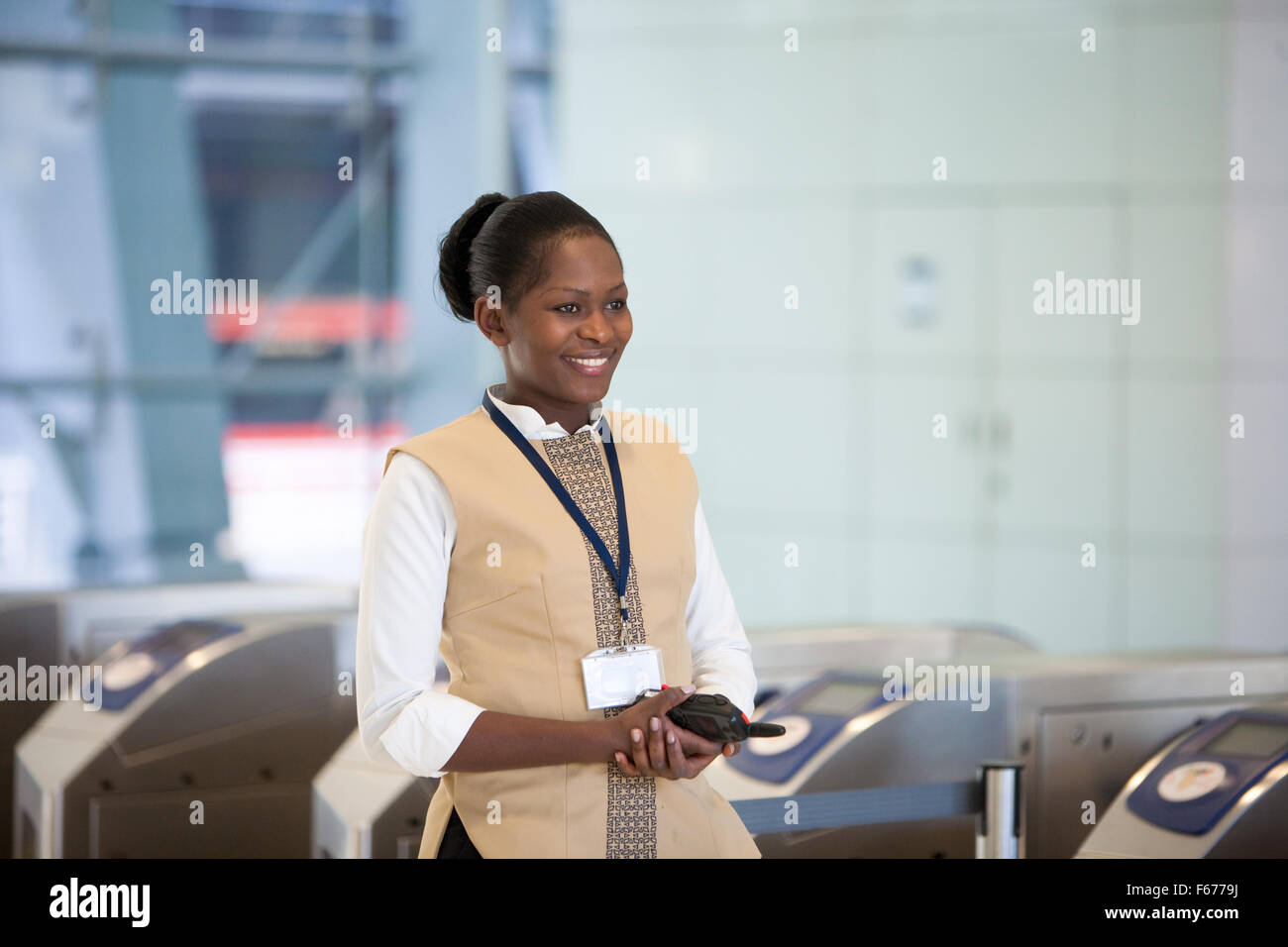 Staff assistance in the Dubai Metro Stock Photo - Alamy