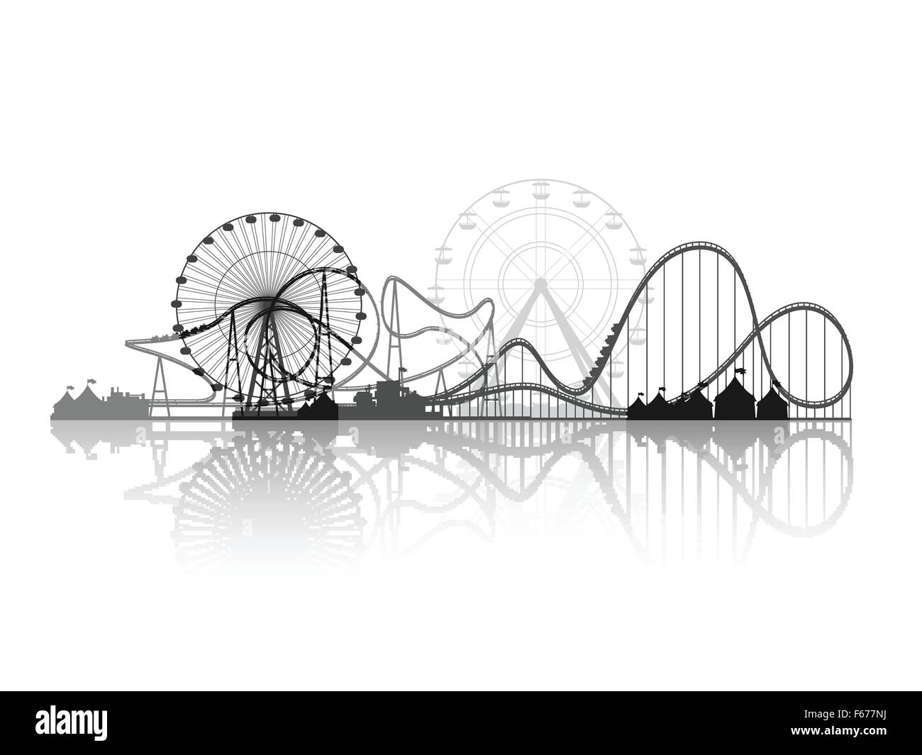 Vector illustration. Ferris wheel. Carnival. Funfair background. Circus ...