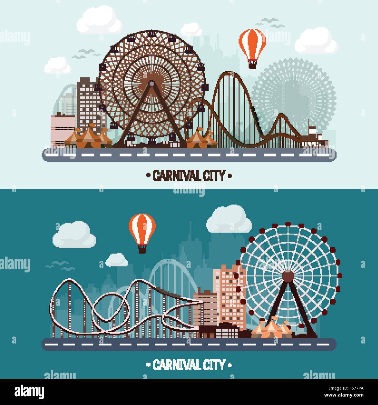 Vector illustration. Ferris wheel. Carnival. Funfair background. Circus ...