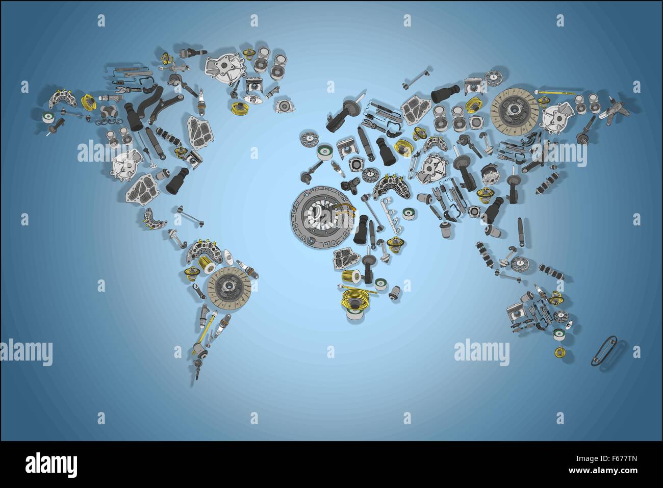 Draw a map of the world made up of spare parts Stock Vector Image & Art ...