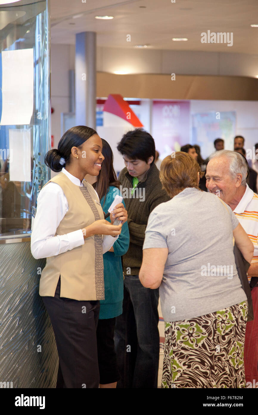 Staff assistance in the Dubai Metro Stock Photo - Alamy