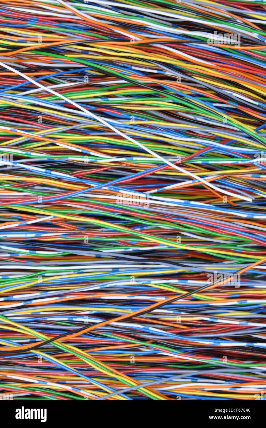 Colored wires in global telecommunications networks as background Stock ...