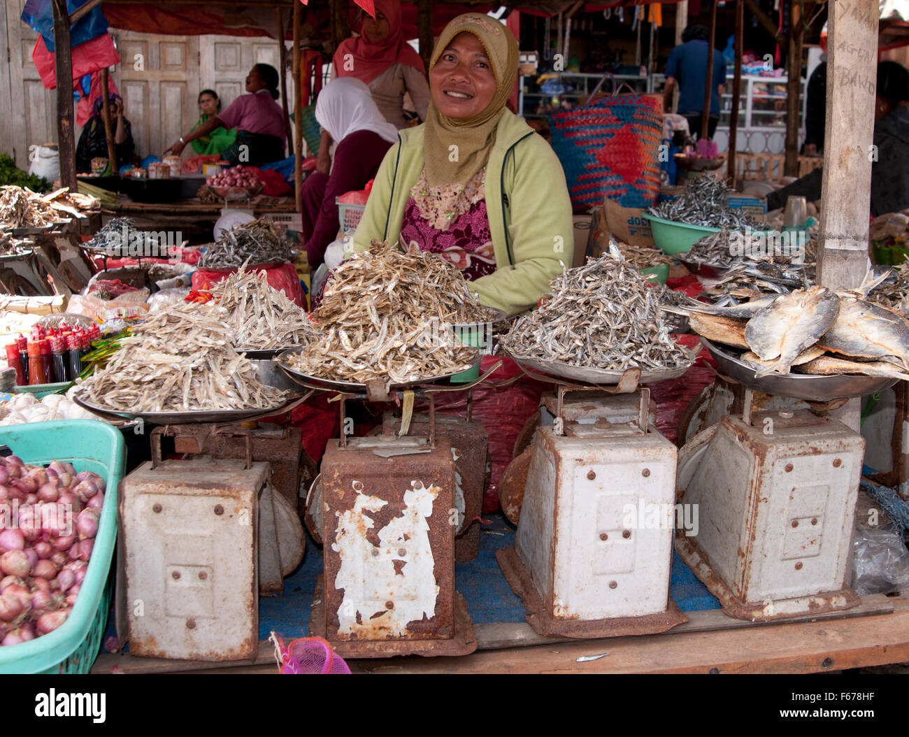dry fish at food market Indonesia Stock Photo - Alamy