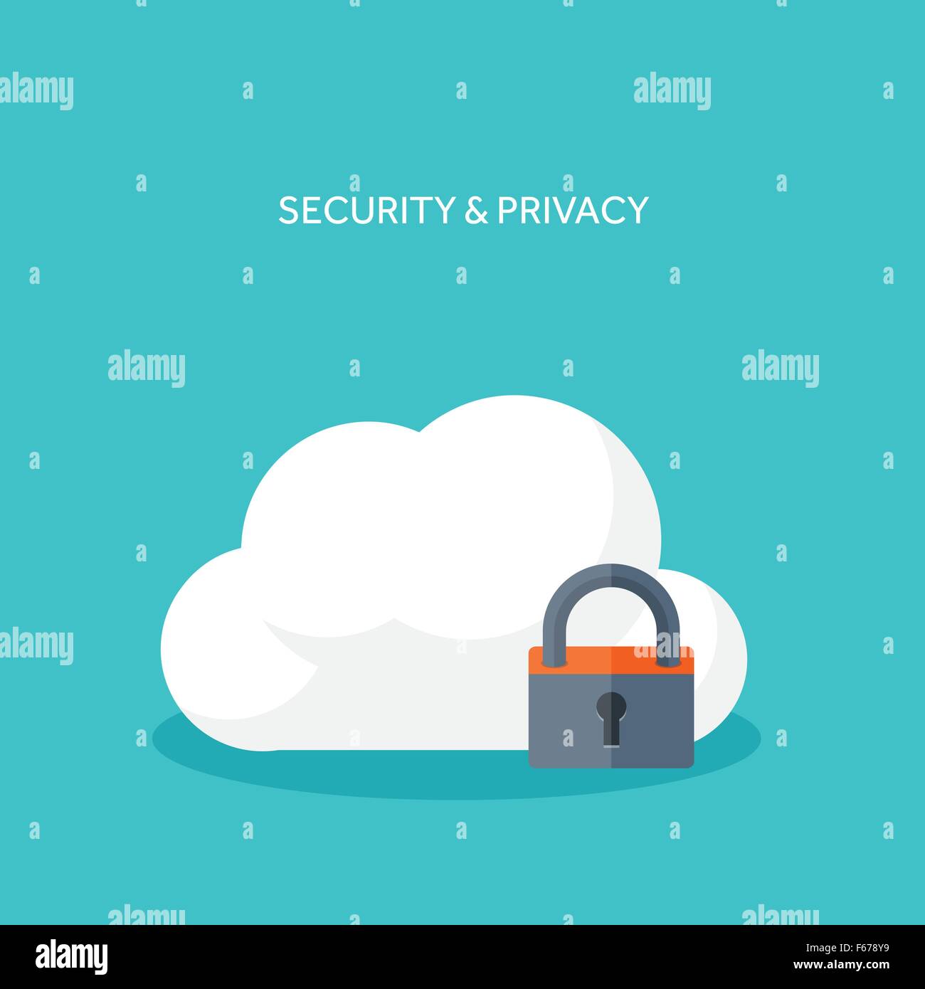 Vector illustration. Flat cloud computing background. Data storage ...