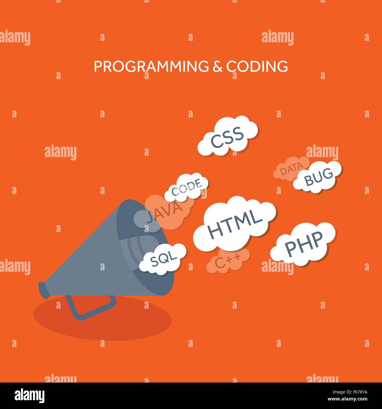 Vector illustration. Flat computing background. Programming ,coding ...