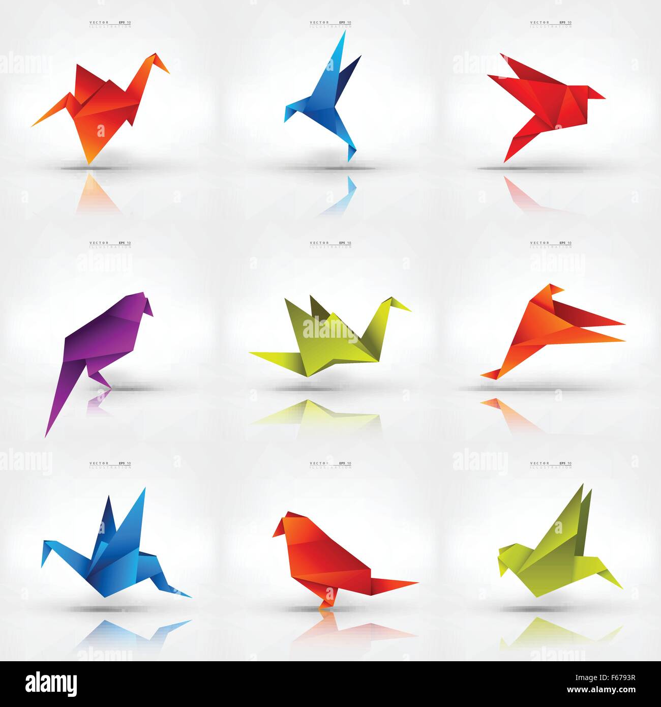 Origami paper bird on abstract background. Set Stock Vector Image & Art ...