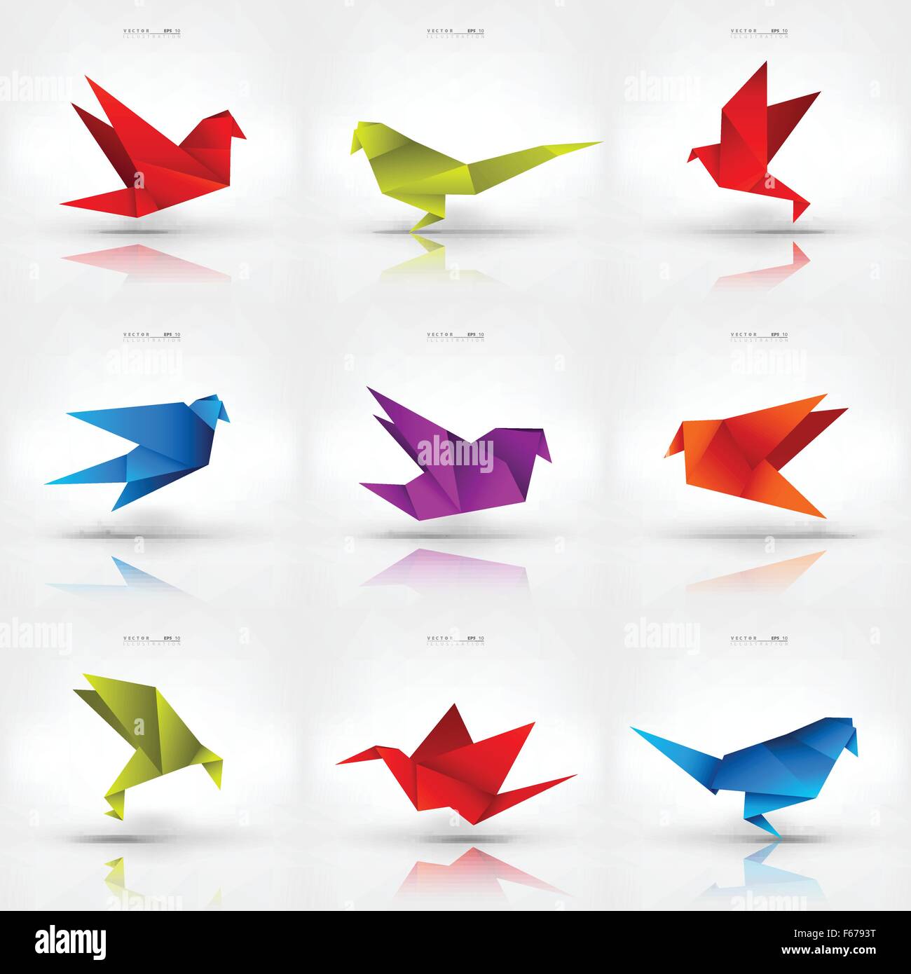 Origami paper bird on abstract background. Set Stock Vector Image & Art ...