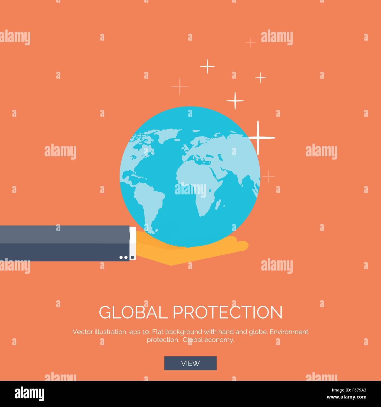 Vector illustration. Flat background with hand ,earth globe. Global ...