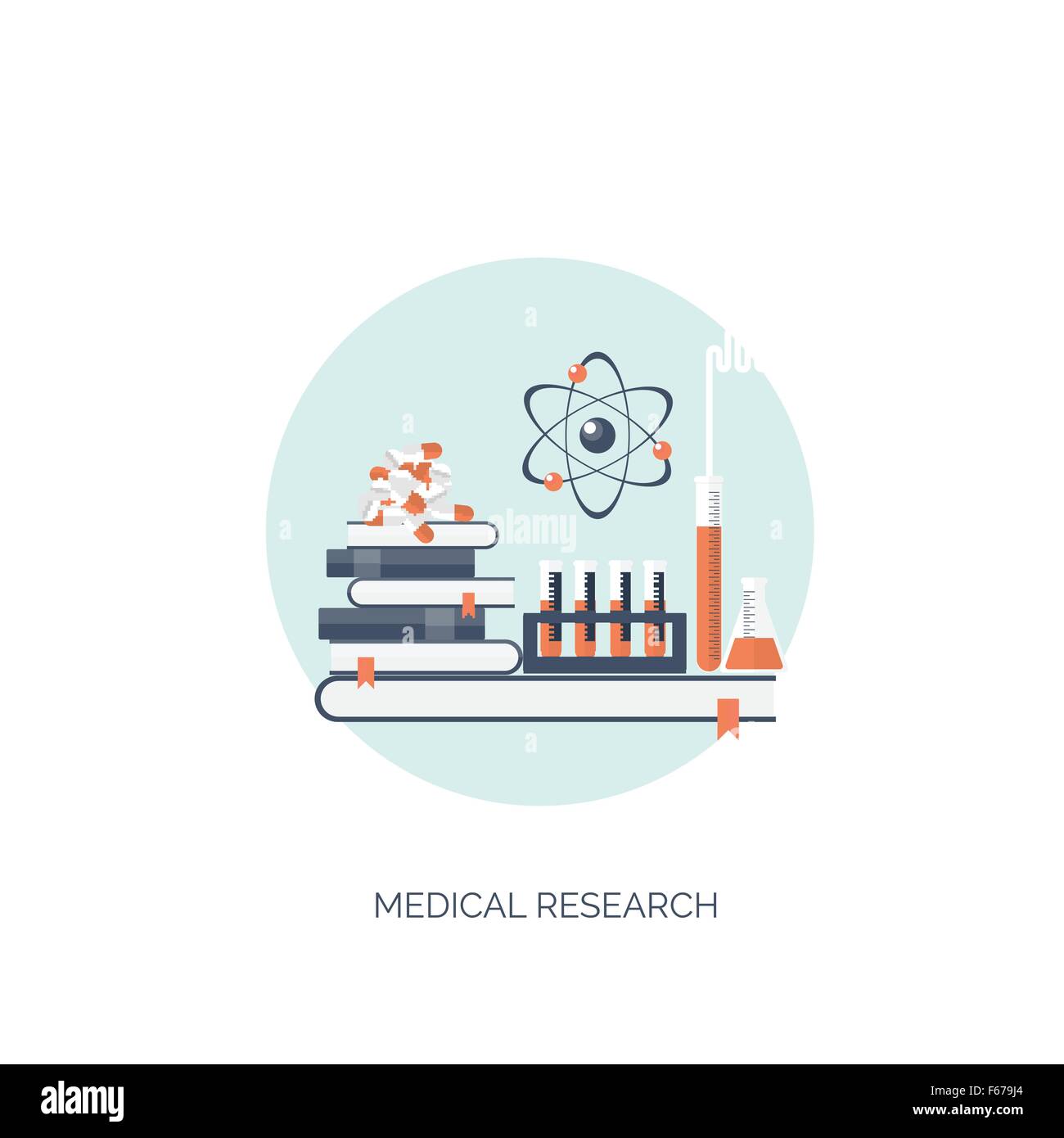 Vector illustration. Flat medical and chemical background. Research ...