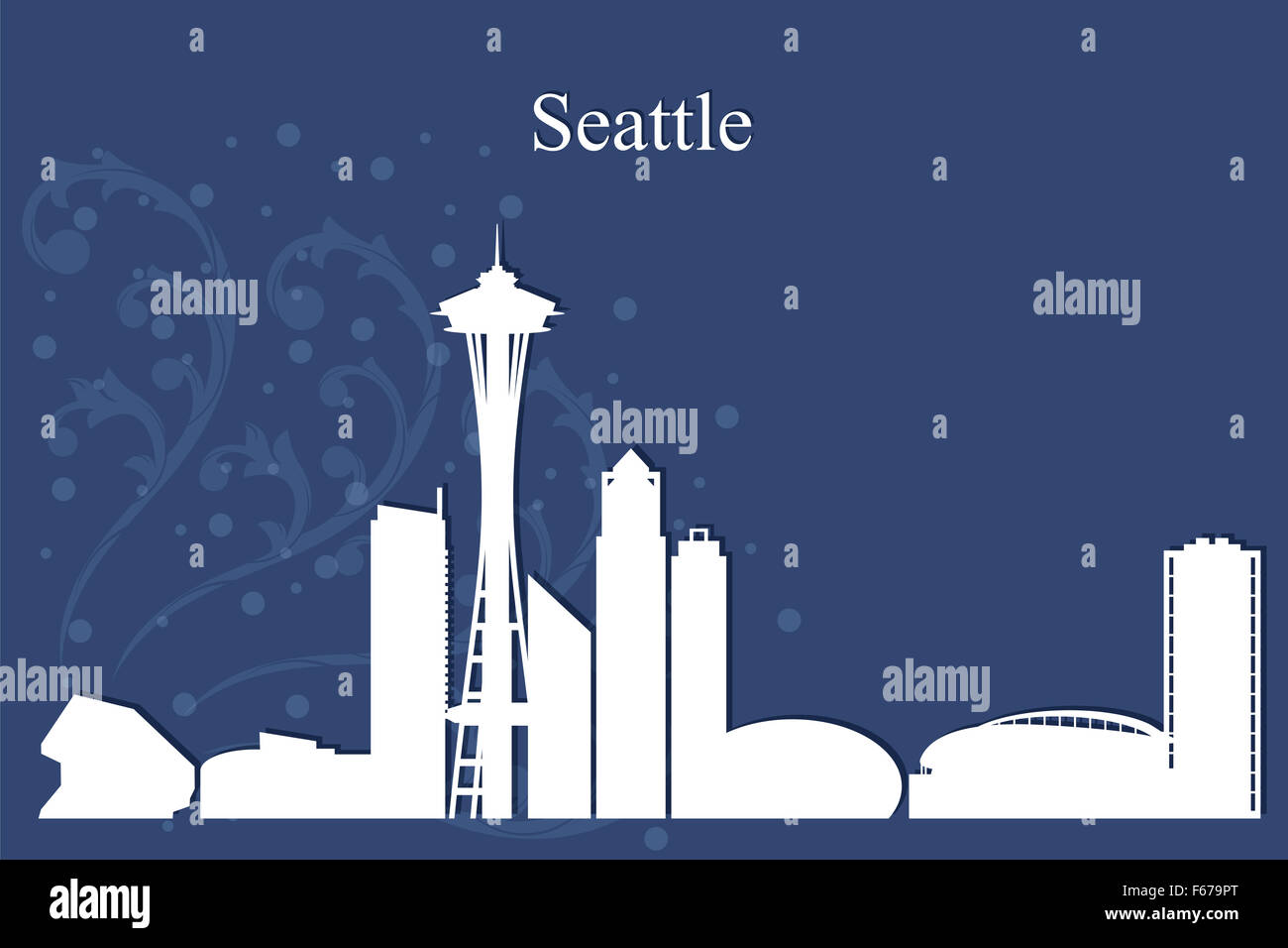 Seattle city skyline silhouette on blue background Stock Photo - Alamy