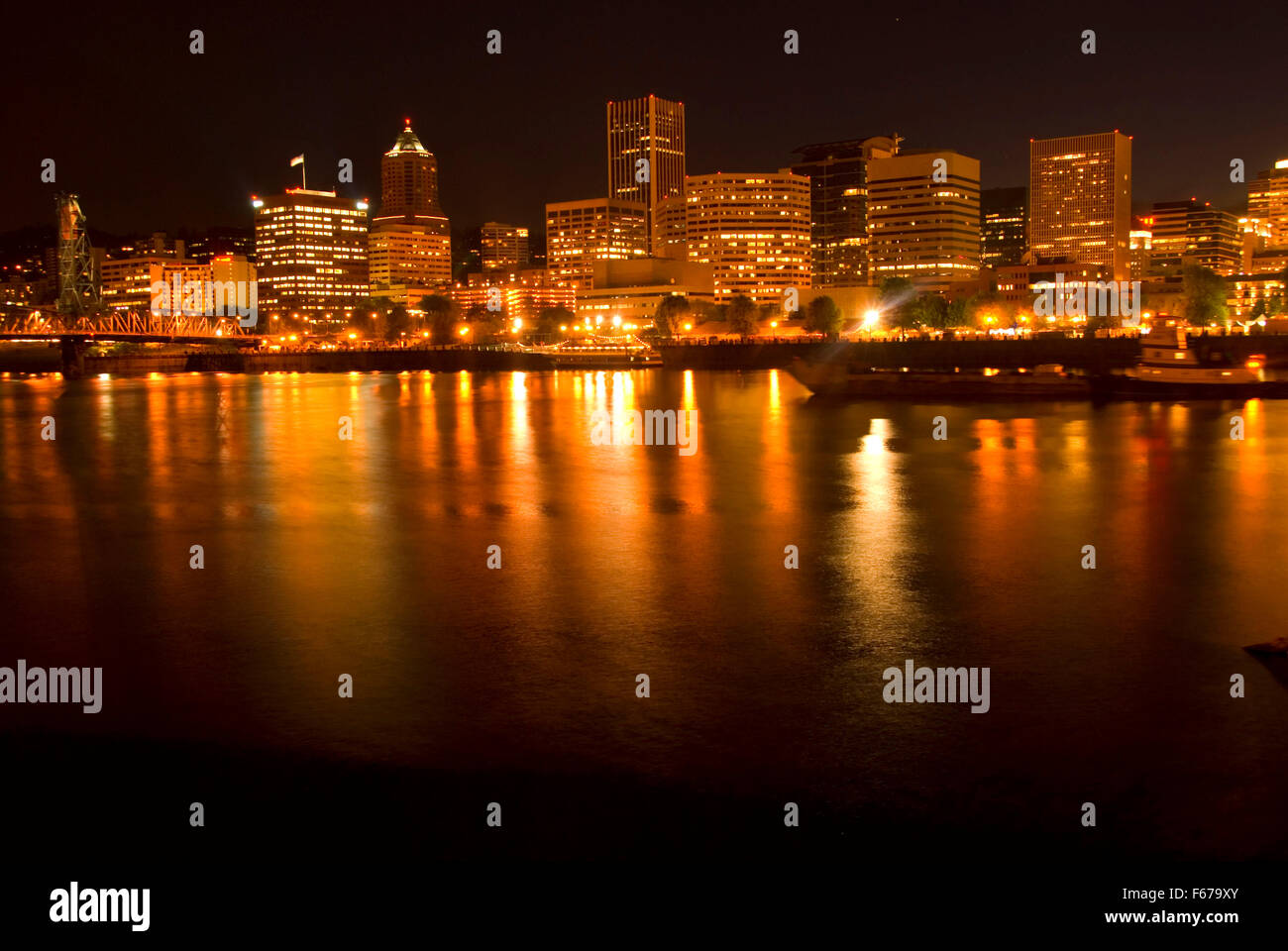 Downtown with Willamette River, Eastside Esplanade, Portland, Oregon ...