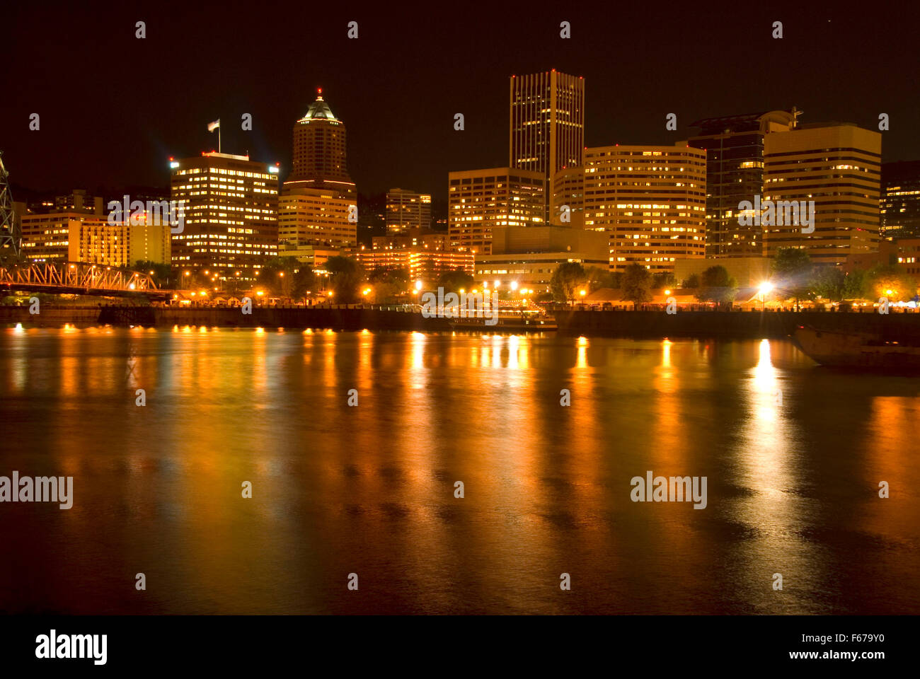 Downtown with Willamette River, Eastside Esplanade, Portland, Oregon ...