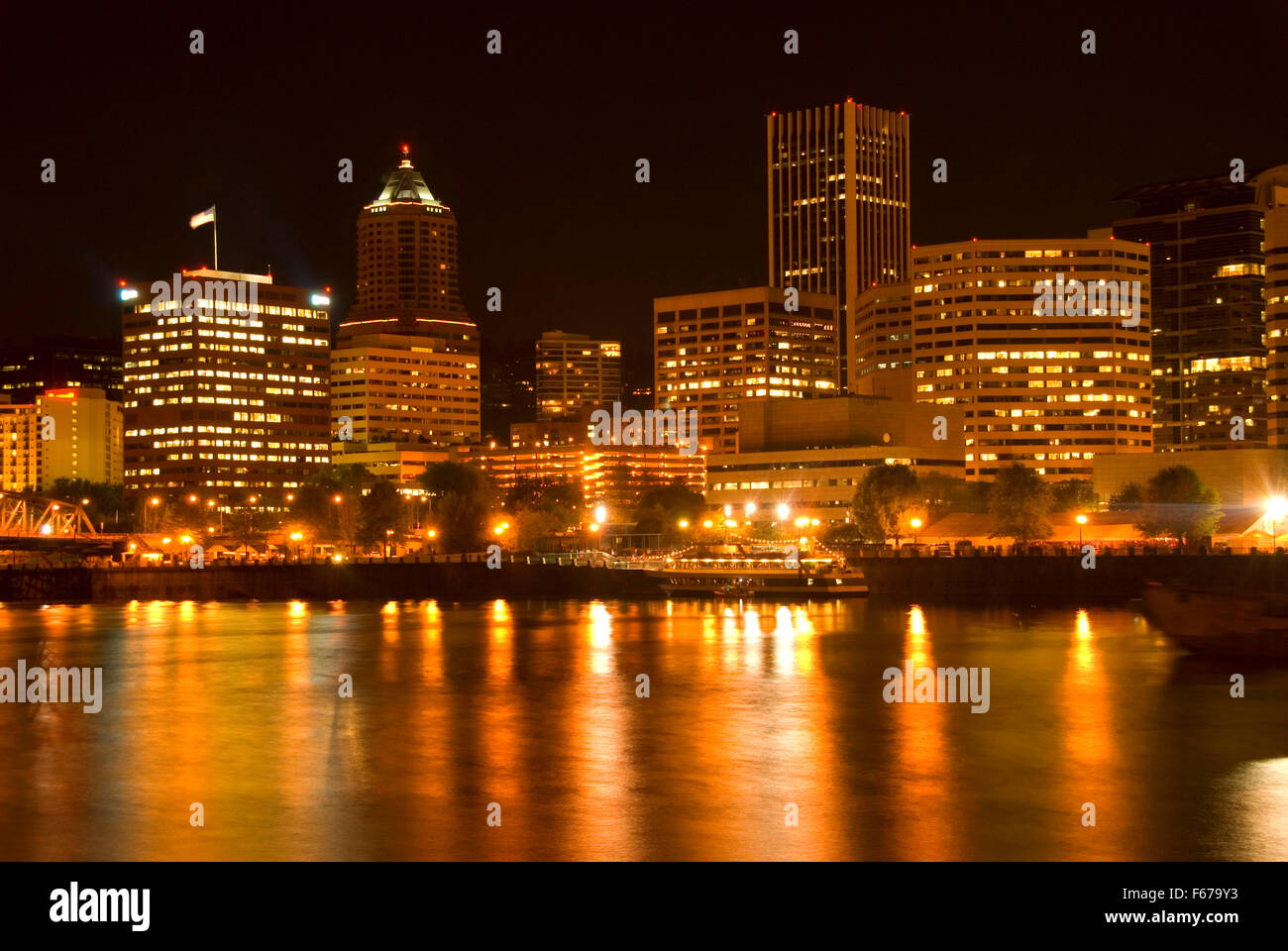 Downtown with Willamette River, Eastside Esplanade, Portland, Oregon ...