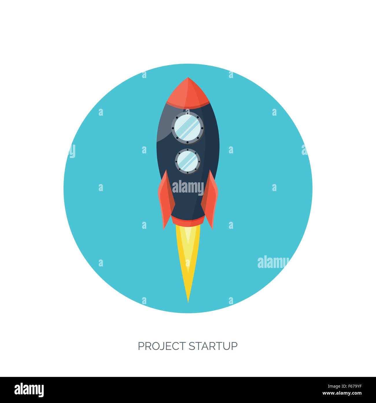 Flat rocket icon. Startup concept. Project development Stock Vector ...