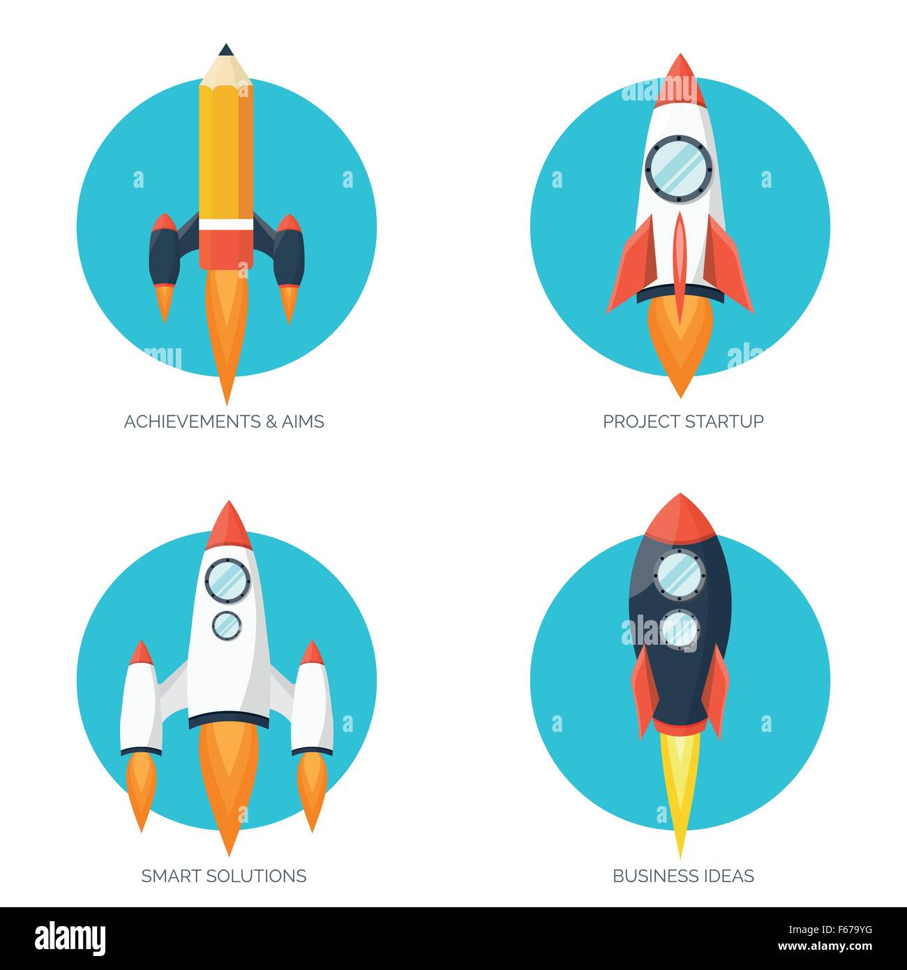 Flat rocket icon. Startup concept. Project development Stock Vector ...