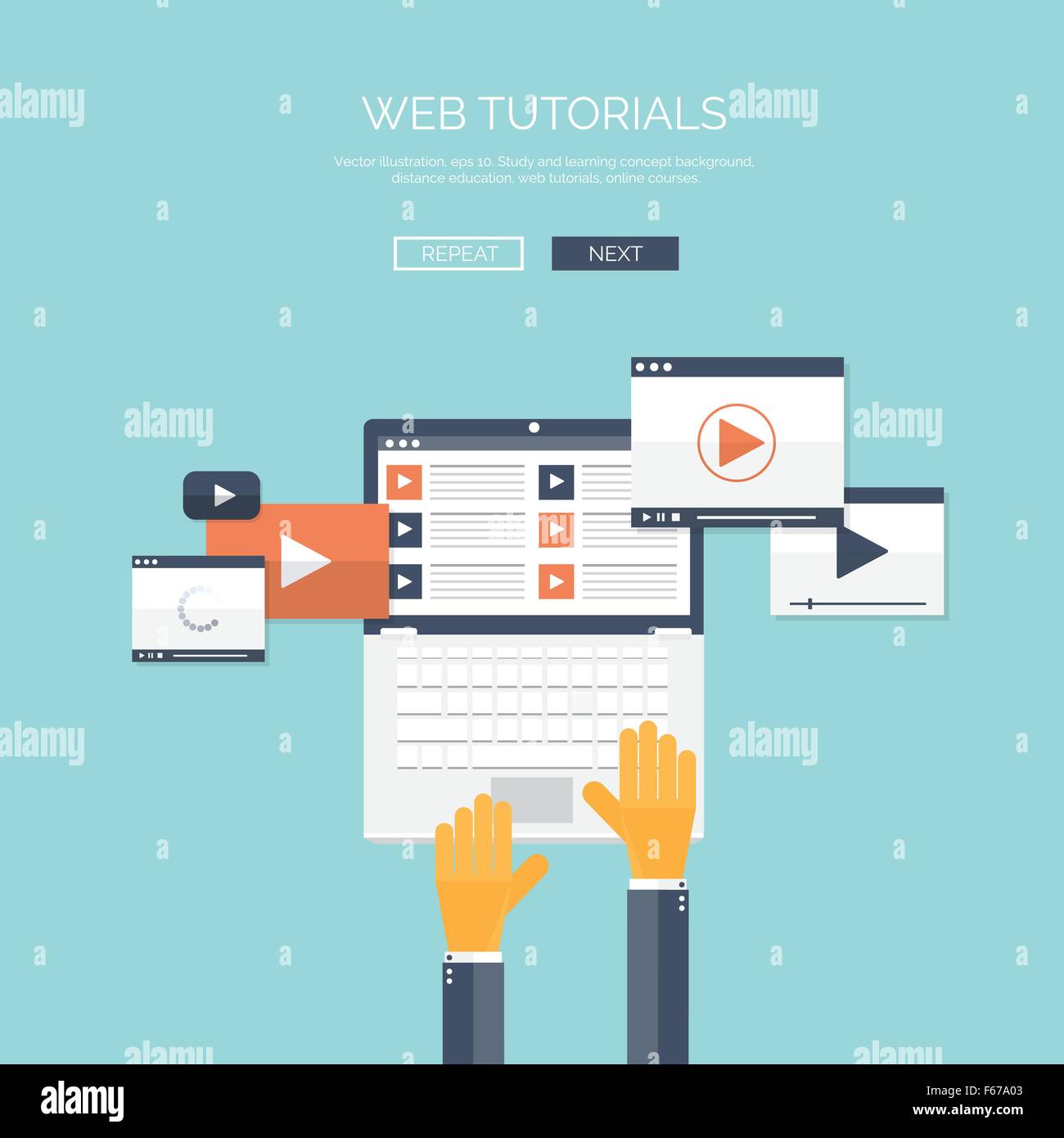 Vector illustration. Flat study backgrounds set. Education and online ...