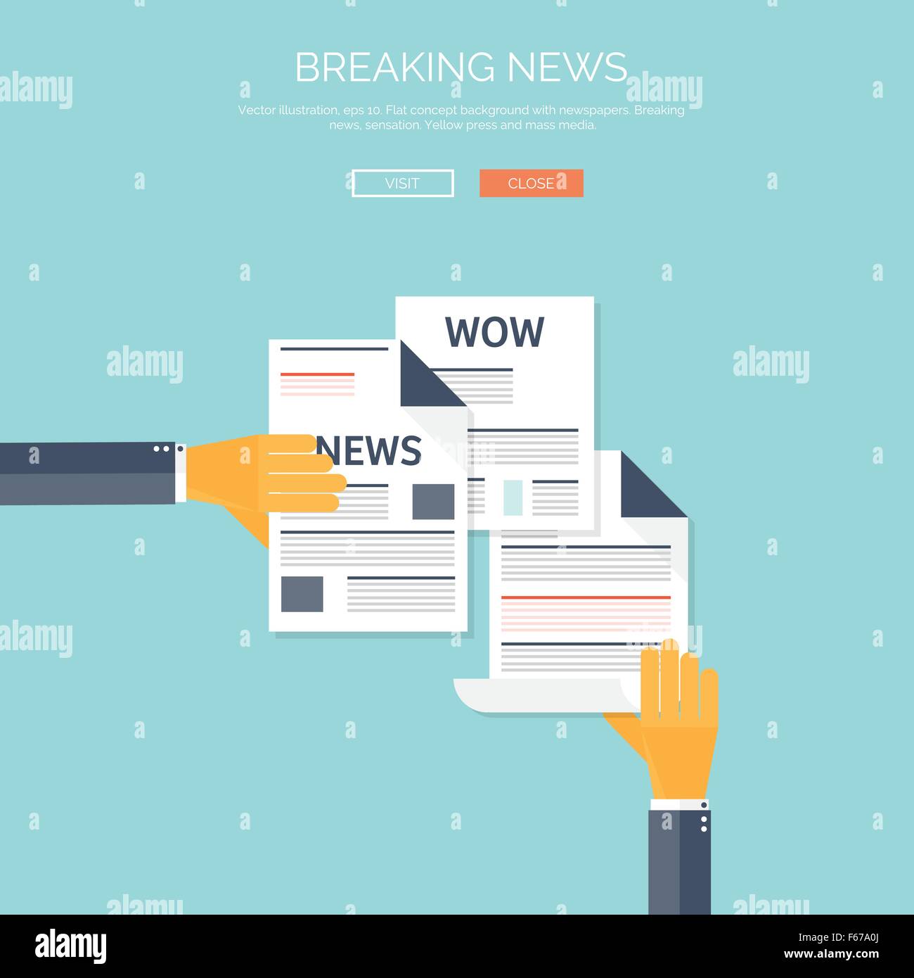 Vector illustration with flat newspapers. News and mass media concept ...